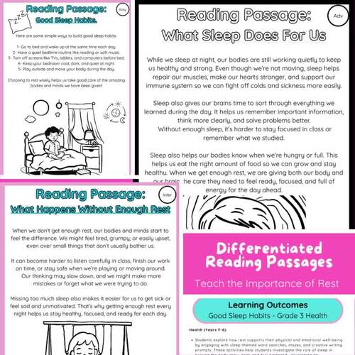 Sleep Hygiene Health Science of Sleep 10 Product Bundle Grade 3 No Prep ...