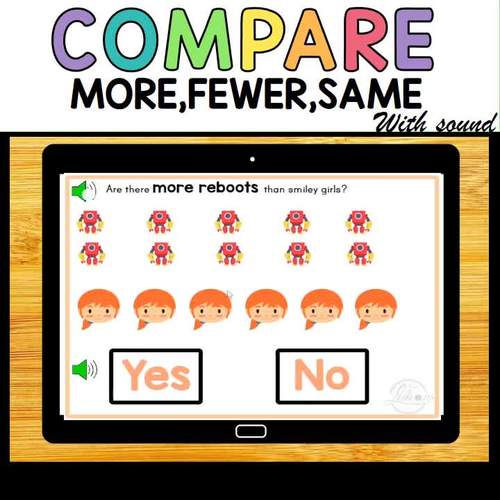 Comparing Numbers to 10 More or Less Equal to Boom Cards™ K.CC.C.6