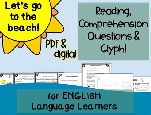 ENGLISH Summer Beach Comprehensible Reading and Glyph Pdf and Digital ...