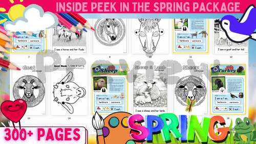 March SPRING BUNDLE Easter English Math Activities Crafts Color Printables