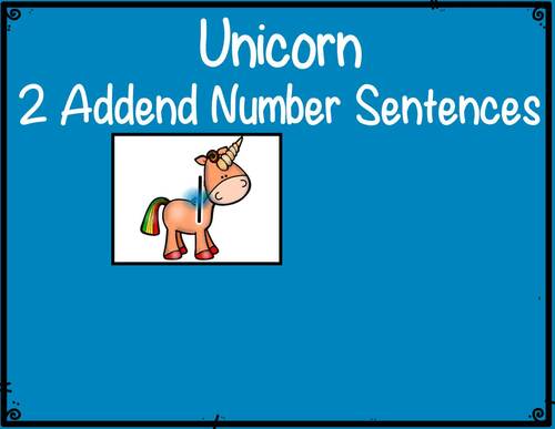Unicorn Build 2 Addend 0-20 Addition & Subtraction Number Sentence