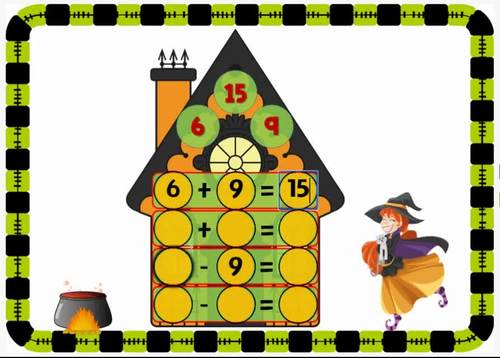 Halloween Math Games Fact Family to 20 Boom Cards 1st Grade Math