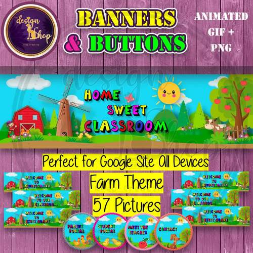 Farm Animals Headers and Buttons Animated and Ready to Go | TPT