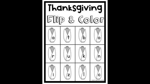 Thanksgiving Alphabet Letter Recognition Flip and Color Printables Corn ...