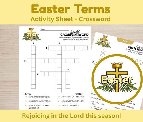 Easter - Crossword - Christian Activity Sheet by Activity For His Glory