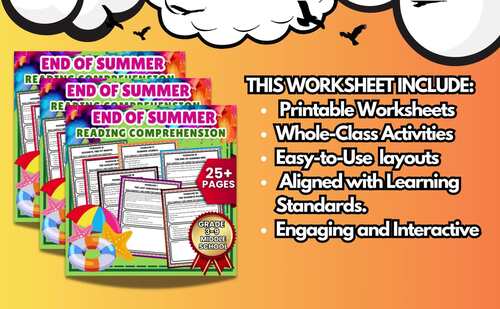 Summer End of The Year Reading Comprehension August Morning Work 3rd ...