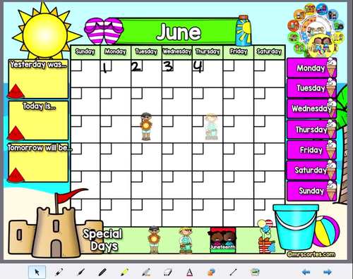 Morning Calendar For PROMETHEAN Boards - June- Summer by mrscortes