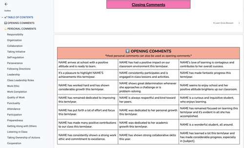 300+ Grade 2 and 3 Report Card Comments - Beg, Mid Year & End of Year ...