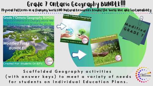 Grade 7 Geography Strands A and B | Bundle | Modified | Ontario Curriculum