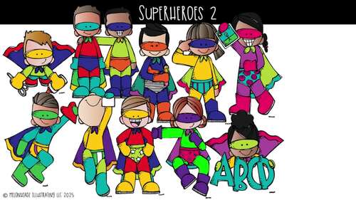 Superhero clip art Set 2 COLORED Version by Melonheadz Clipart | TPT