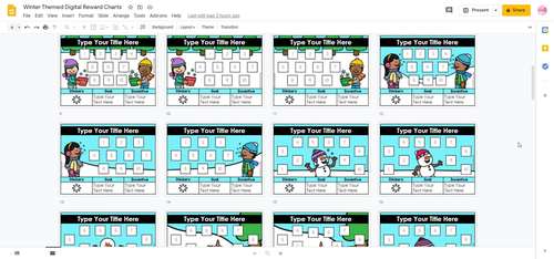Distance Learning Winter Digital Reward Charts (Editable) | Classroom ...