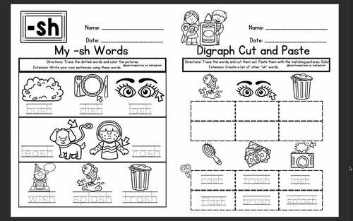 Sh Ending Digraph Worksheets + Activities PreK, TK, Kindergarten, First