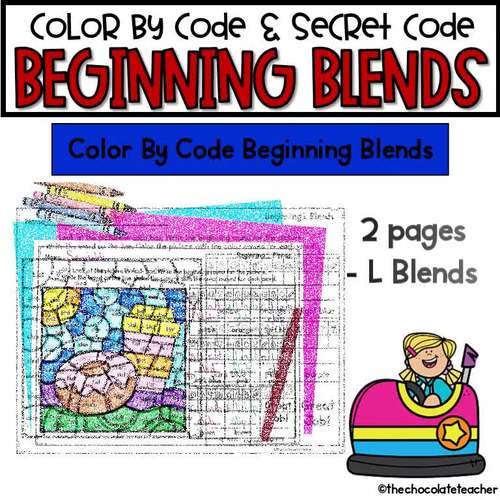 Beginning Blends Phonics Worksheets with Short Vowels - Color by Code