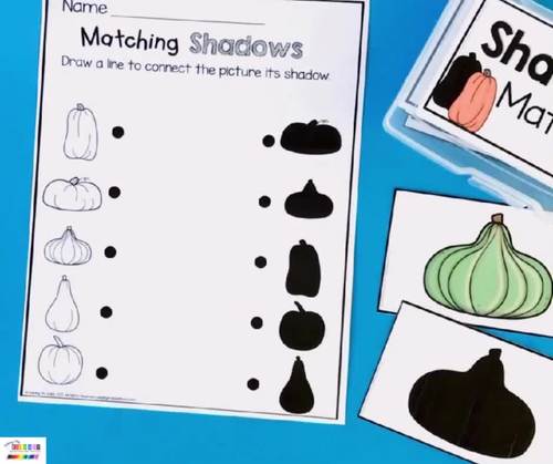 Pumpkin Shadows - Preschool Math Pre-K Bilingual Kindergarten Centers Fall