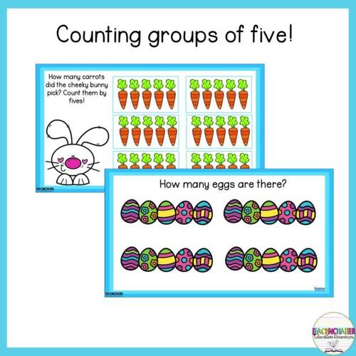 skip counting by 5 Easter themed lesson by teachnchatter | TPT