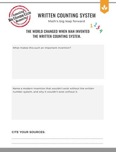 Amazing Math Moments : Internet Research Worksheets for Middle & High ...