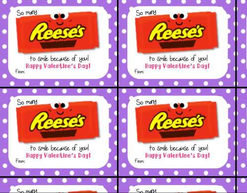 Reese's Chocolate Valentine's Day Gift Tag- So many Reeses (reasons) to ...
