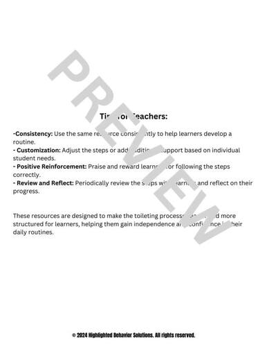 10 Steps-Toileting Task Analysis Checklist and Visual Schedule | TPT