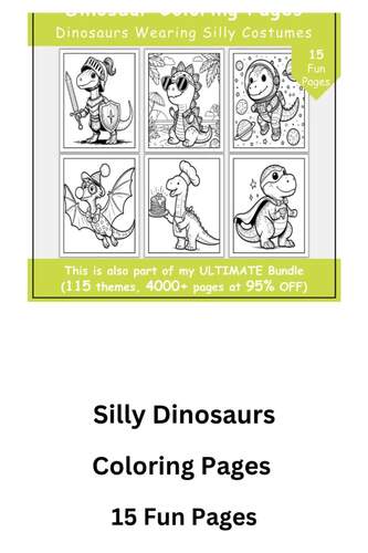 Dinosaurs Dressed in Silly Costumes | Relaxing Coloring Pages for Kids ...