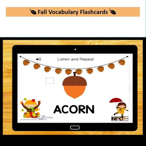 Fall Vocabulary Flashcards BOOM CARDS™ Fall Digital Activity | TPT