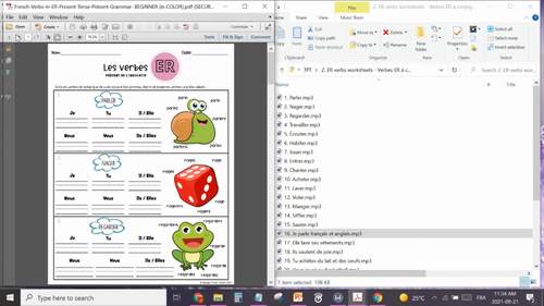 AUDIO French ER verbs Review PRESENT TENSE Verbes en -ER Présent ...