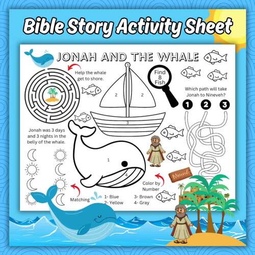 15 Bible Story Coloring Activity Sheets for Kids Christian Sunday ...