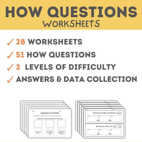 How Questions Worksheets on processes Language Development Autism Therapy