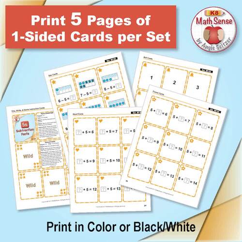 4s 5s 6s Subtraction Facts with Models: 3 Card Sets | Number Sense Games