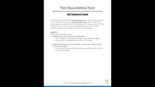 The Halloween Tree Novel Study by Fully Engaged Learning | TPT