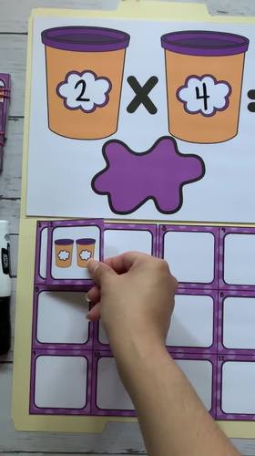 Multiplication playdough card file folder by Homeschooling Autism