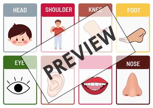 Spanish Body Parts Flashcards Bilingual English Spanish Preschool ...