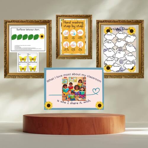 Sunflower theme classroom posters by Gizelle Geyer | TPT