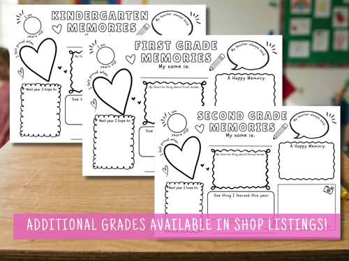 Kindergarten Memories End of Year Worksheet | Kindergarten Reflection ...