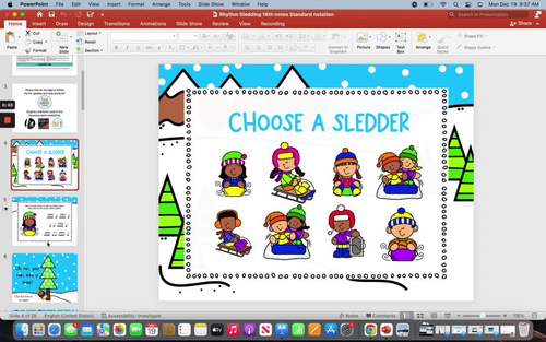 Winter Music Sledding Rhythm Listening Game for 16th notes by Erin's ...