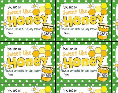 Cute Honey Christmas/ Winter Holiday Gift Tag- You are so sweet like Honey!