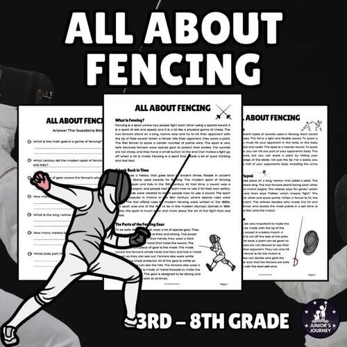 Fencing Reading Comprehension | Informational Worksheet | Grades 3 - 8