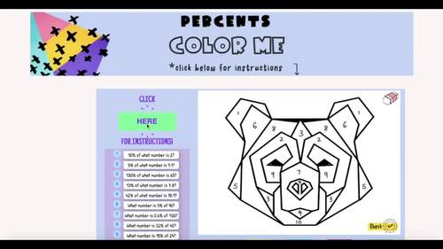 Percent Equation Percent Proportion Math {ONLINE coloring GAME} | TpT