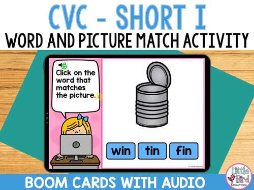 CVC Short I Word and Picture Match Phonics Boom Cards with Audio ...