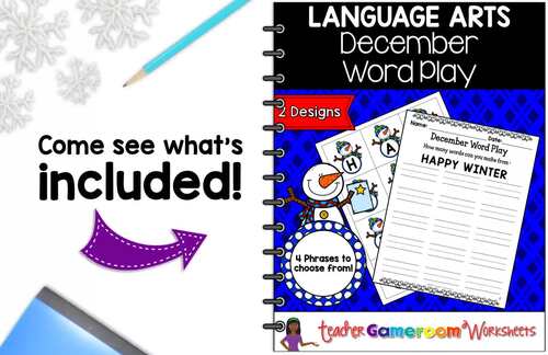 Winter Activities | ELA Center Activity | December Word Printables