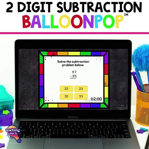 3rd Grade 2-Digit Subtraction Digital Math Review Games BalloonPop™
