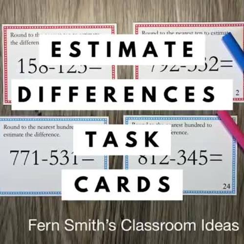 Estimate Differences Task Cards by Fern Smith's Classroom Ideas | TPT