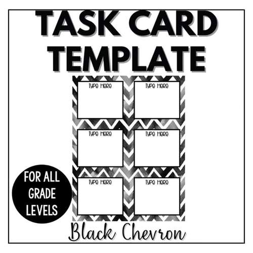 Task Card Template - Black and White Chevron by Jillian Fernandez
