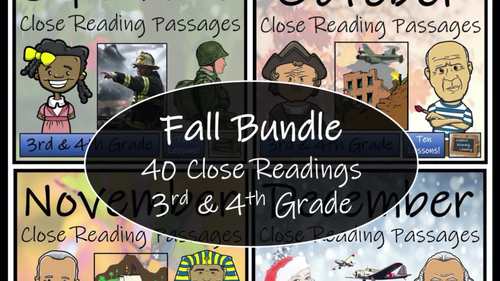 Fall Reading Comprehension Book Bundle | 3rd Grade & 4th Grade | TpT