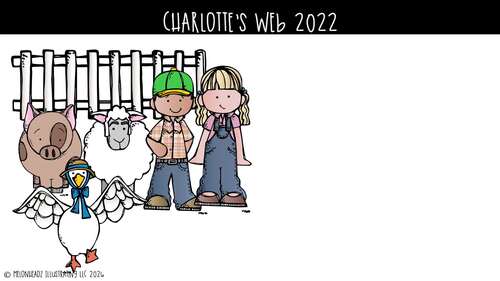 Charlotte's Web clip art 2022, book companion, literature COLORED
