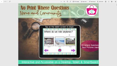 No Print Where Questions with Real Pictures (Speech) Distance Learning