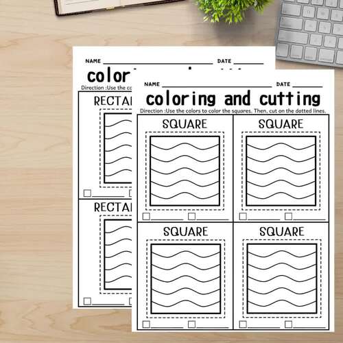 Coloring and Cutting Shapes-Fine Motor Skills Activity for Pre K ...