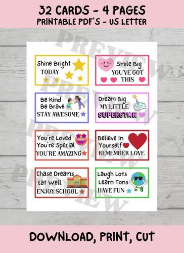 Lunch Box Notes | Printable School Lunch Box Notes by Jill E Creative