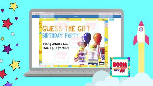 Inferencing birthday gift BOOM CARDS printable GOOGLE SLIDES speech therapy