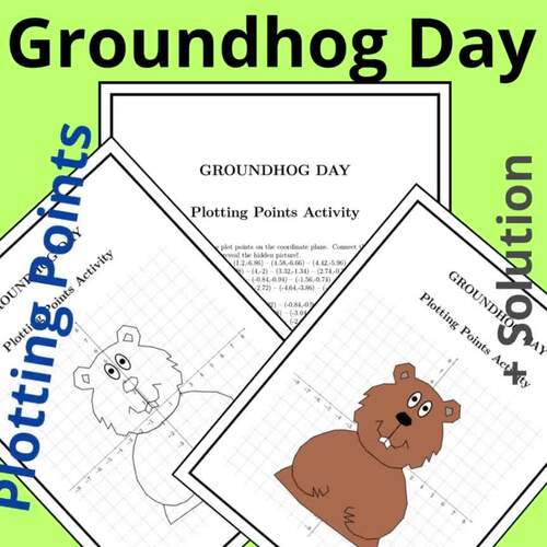 Groundhog Day Plotting Points Activity: Coordinate Plane Hidden Picture