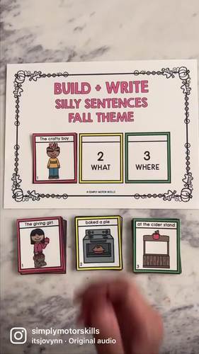 I CAN WRITE SILLY SENTENCES - Pick Cards + Build Sentences - Fall Theme